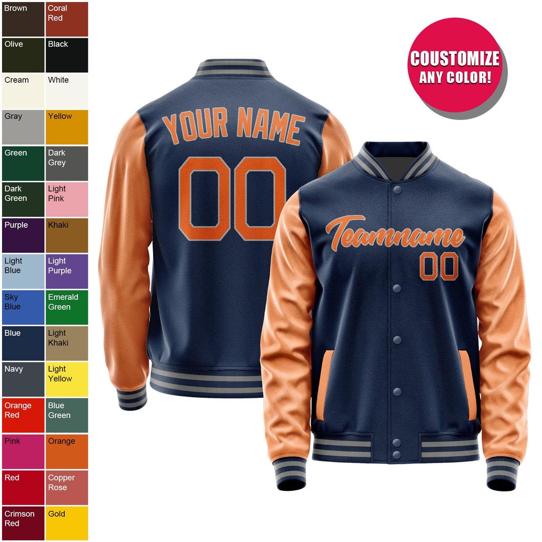 Personalized Men Women Youth Blue Baseball Jacket Varsity Letterman ...