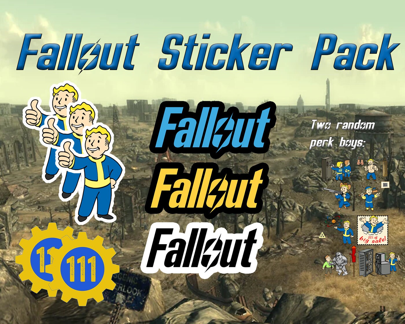10 Holographic Fallout Stickers - Etsy