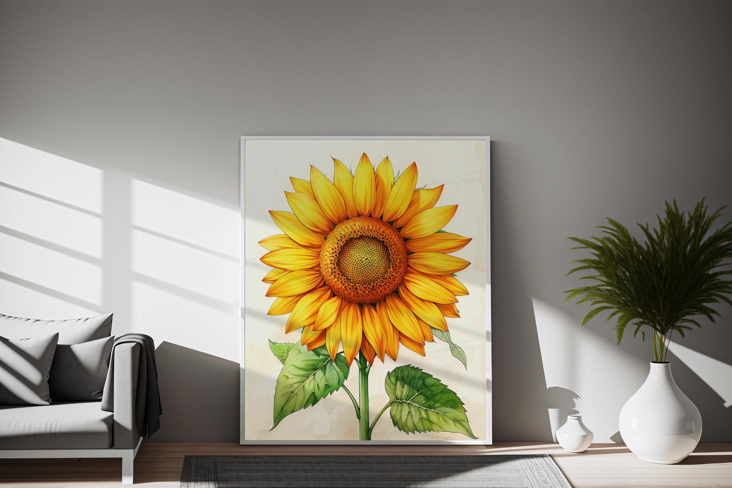 Radiant Sunflower Bloom Printable Art Wall Art Vintage Wall Art Floral ...