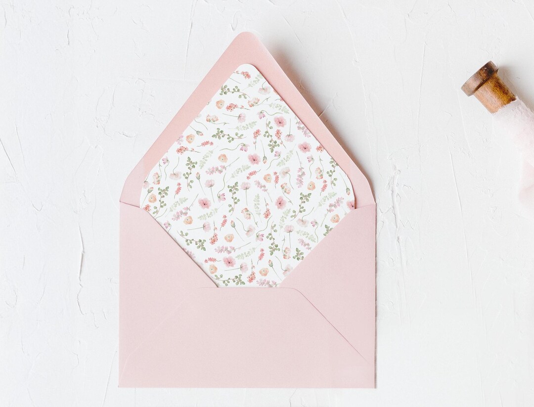 Pink & Peach Envelope Lining | Printable Liner PDF | Wedding Invitation ...