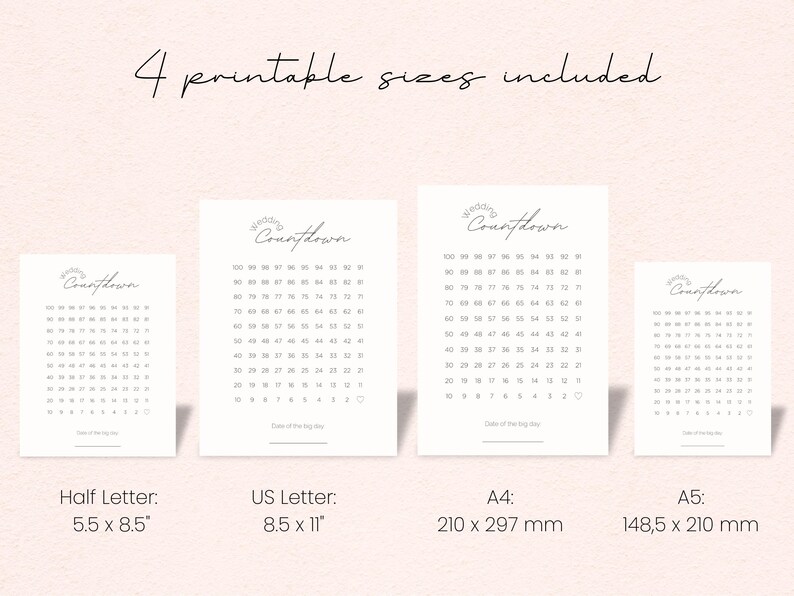 Wedding Countdown Calendar | Printable PDF | 100 Days Until We Say "i ...