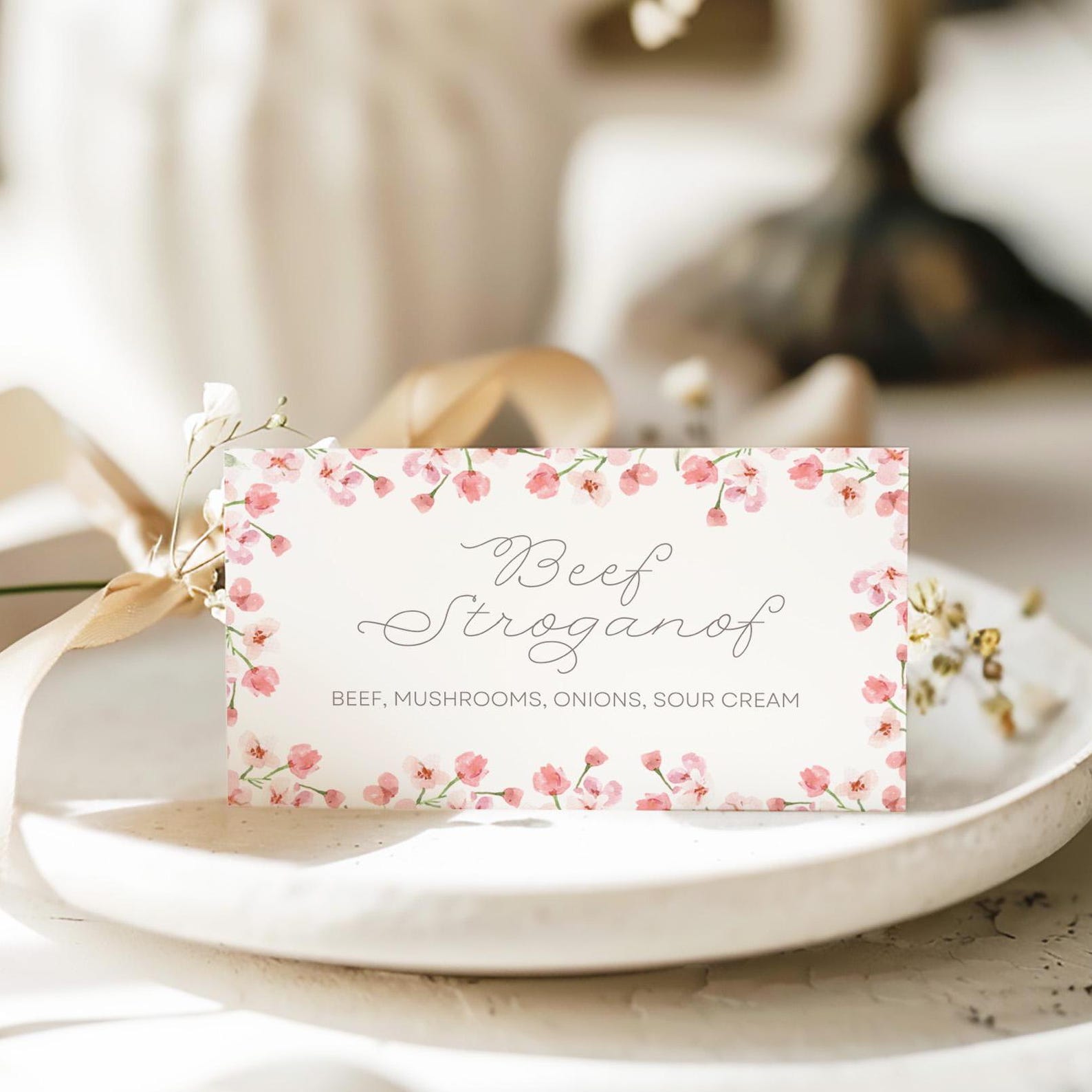 Floral Food Card Template, Colorful Buffet Cards, Printable Food Label ...