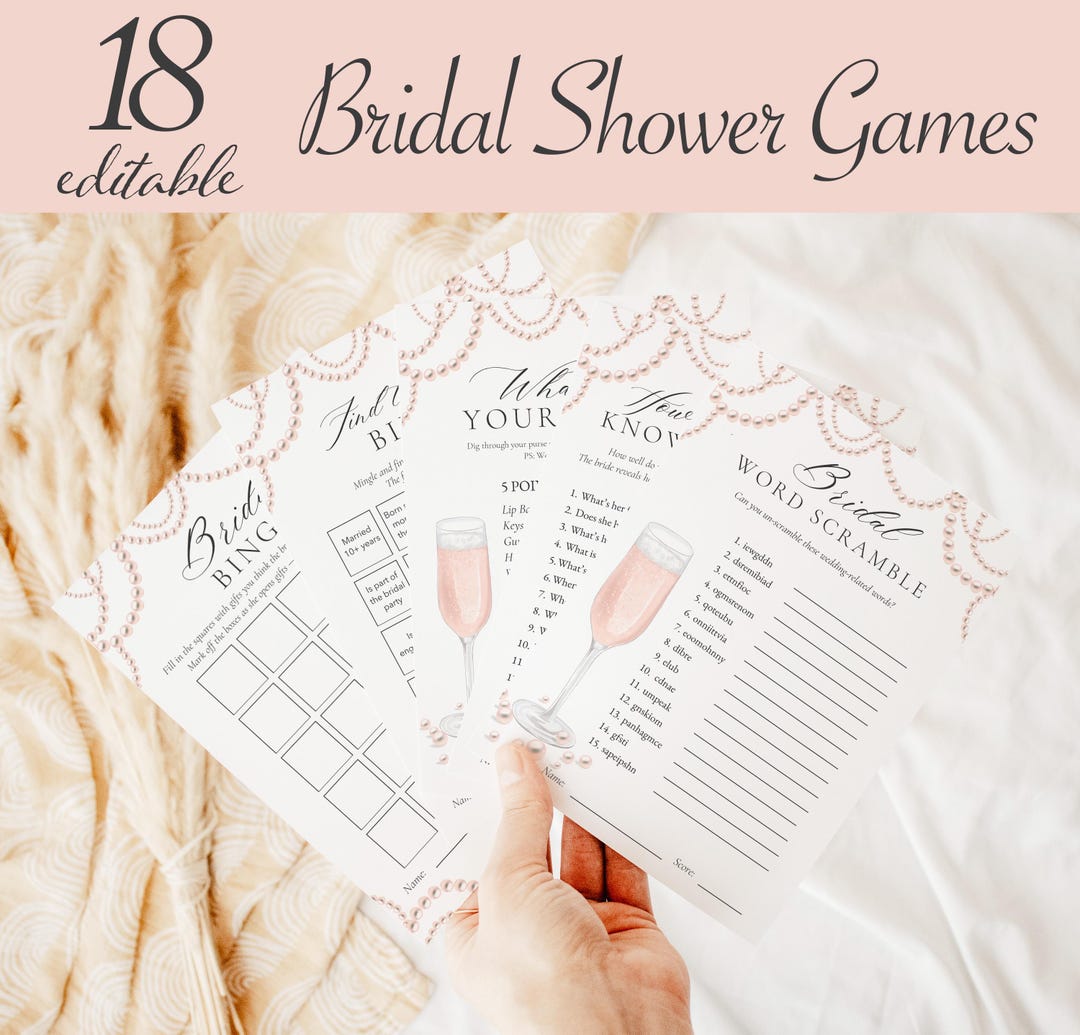 Bridal Shower Games Bundle, Editable Bridal Shower Game Bundle, Bridal ...