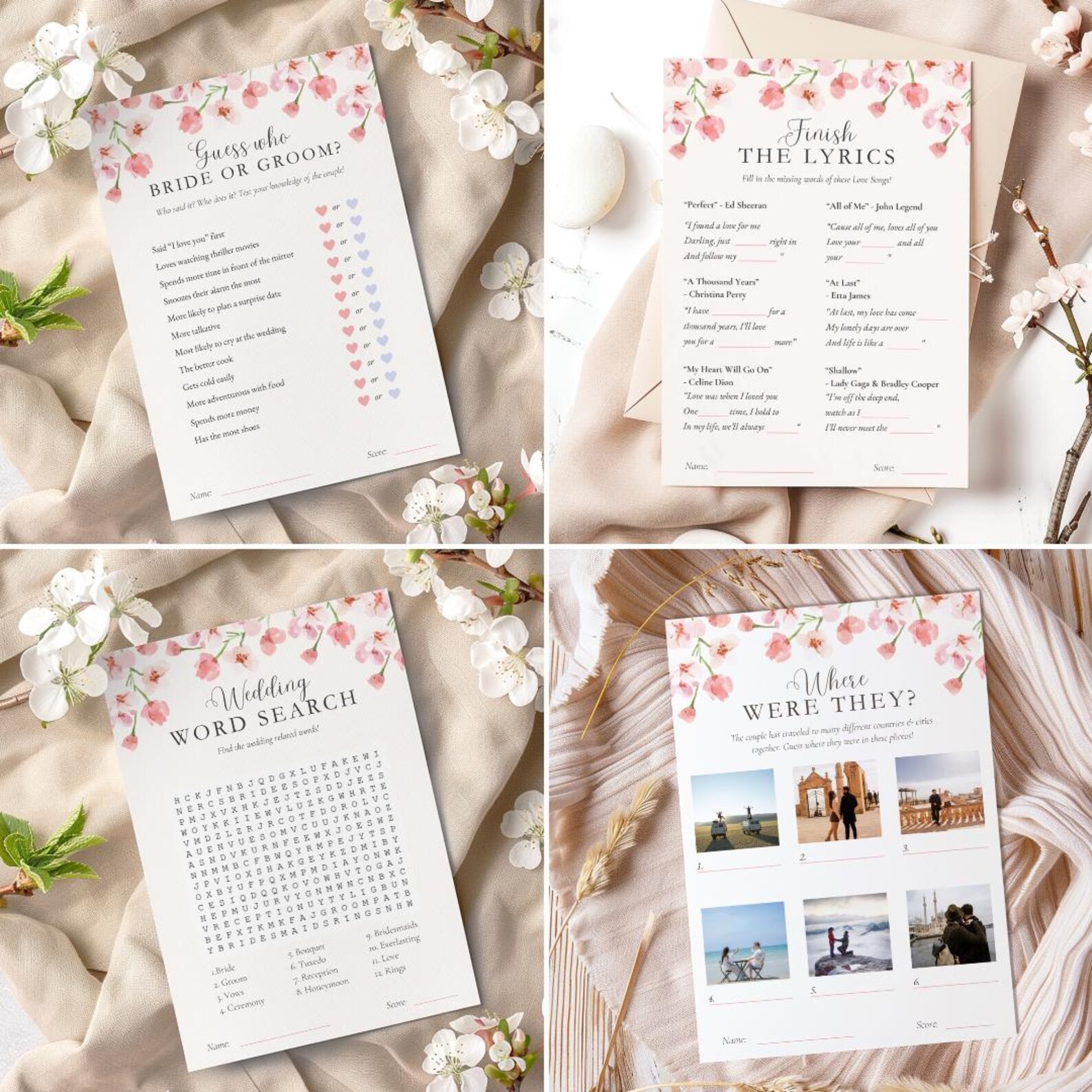 Floral Bridal Shower Games, Editable Bridal Shower Games Bundle ...