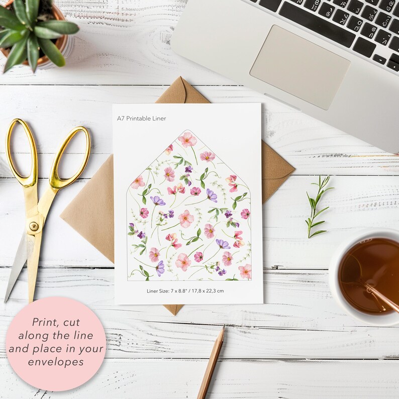 Floral Envelope Lining, Printable Liner PDF, Soft Pastel Wedding ...