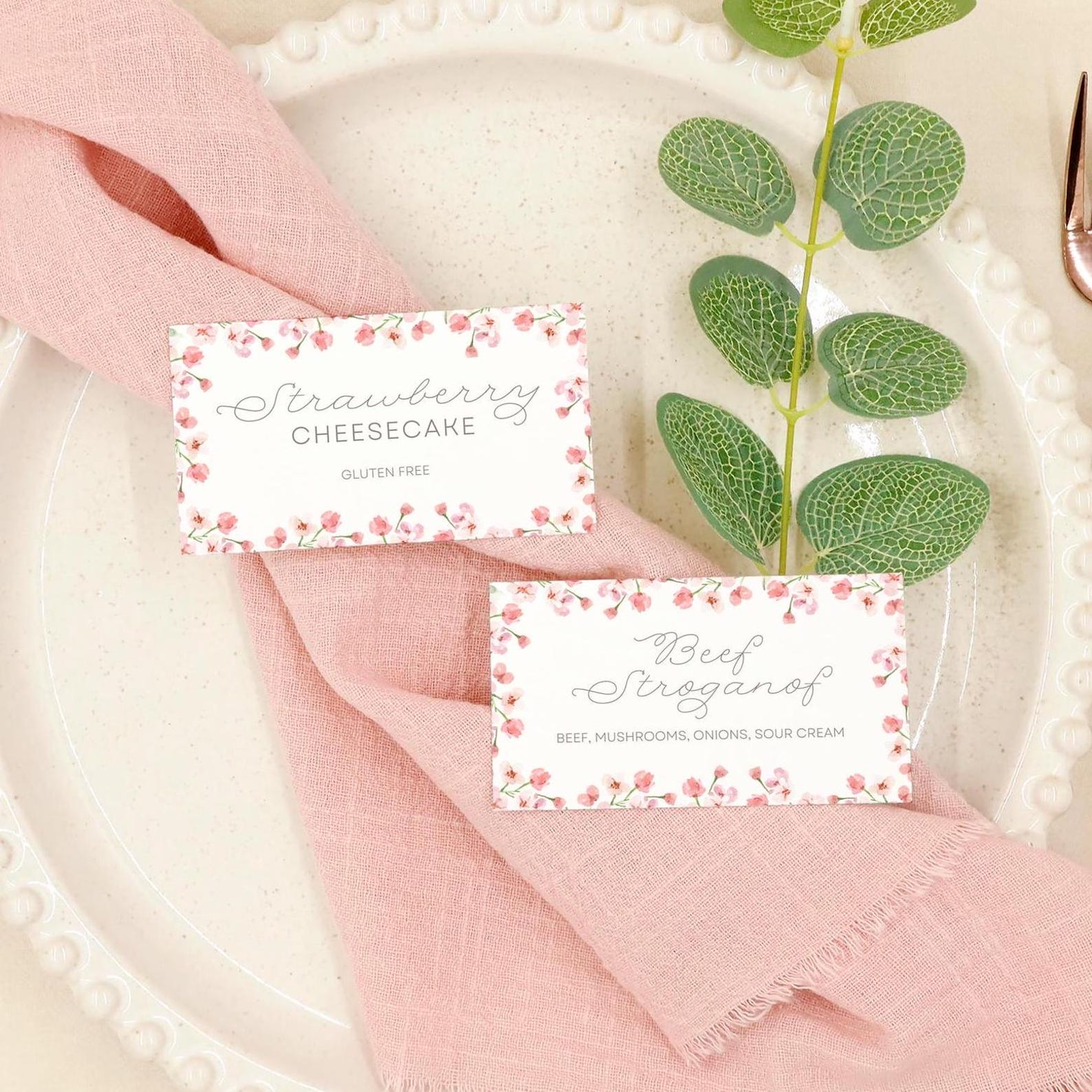 Floral Food Card Template, Colorful Buffet Cards, Printable Food Label ...