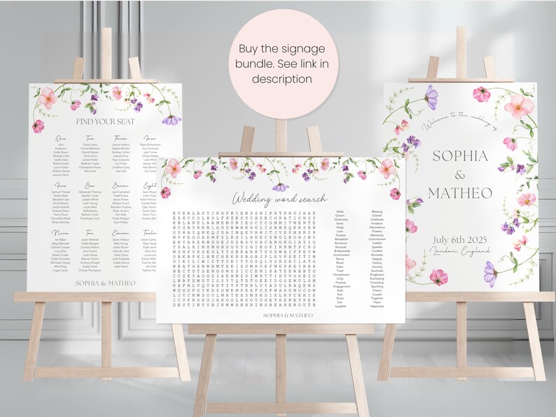 Floral Wedding Welcome Sign | Editable Digital Template | Romantic ...