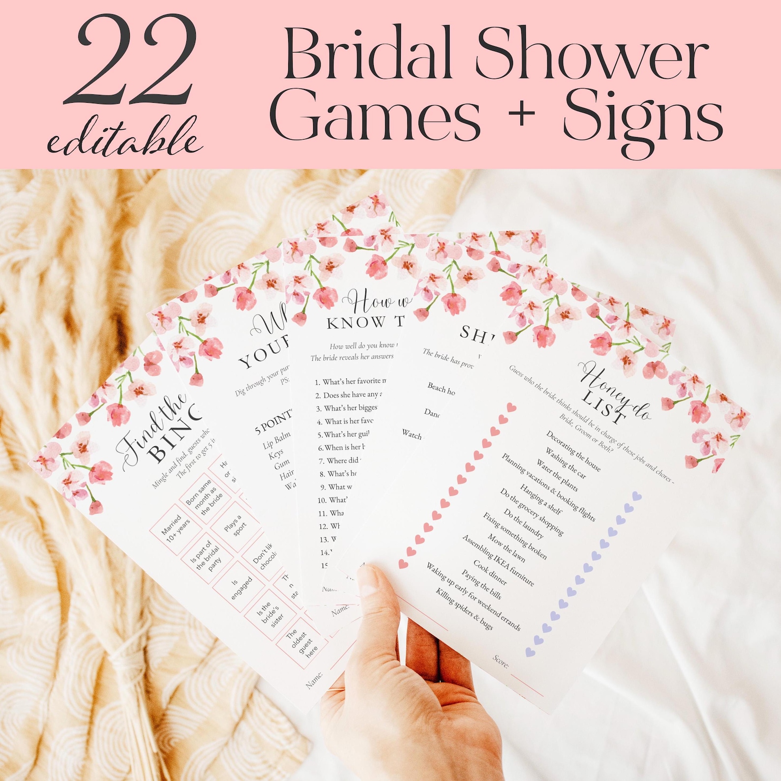 Floral Bridal Shower Games, Editable Bridal Shower Games Bundle ...