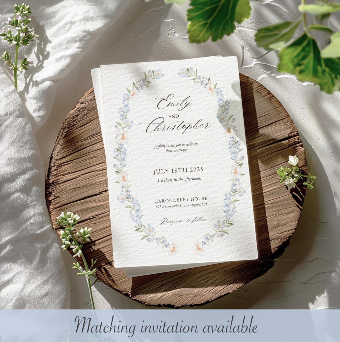 Light Blue Wedding Invitation Details Card, Pastel Wedding Details ...