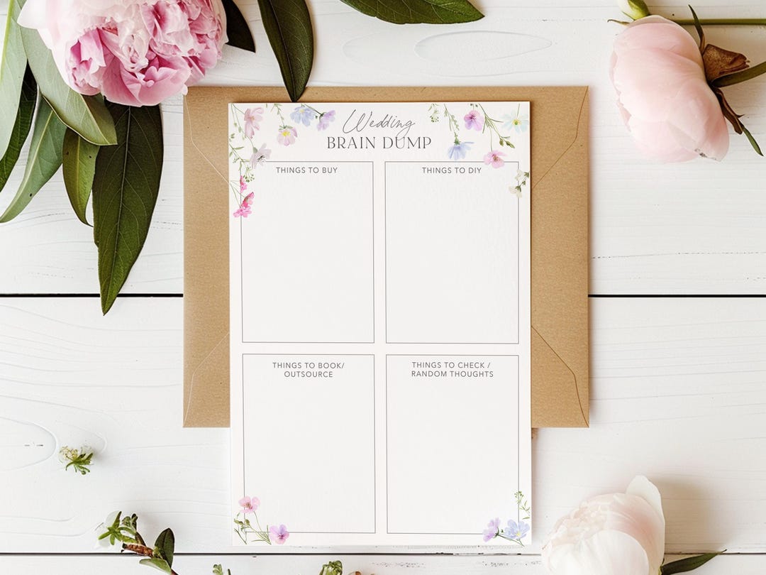 Floral Wedding Planner Brainstorm Notes, Printable PDF, Instant ...