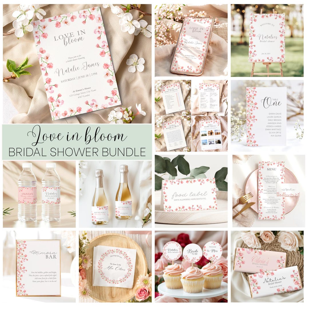 Wildflower Bridal Shower Invitation Bundle, Love in Bloom Bridal Shower ...