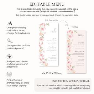 Pink Peony Wedding Menu Card, Pastel Garden Party Menu, Pastel ...