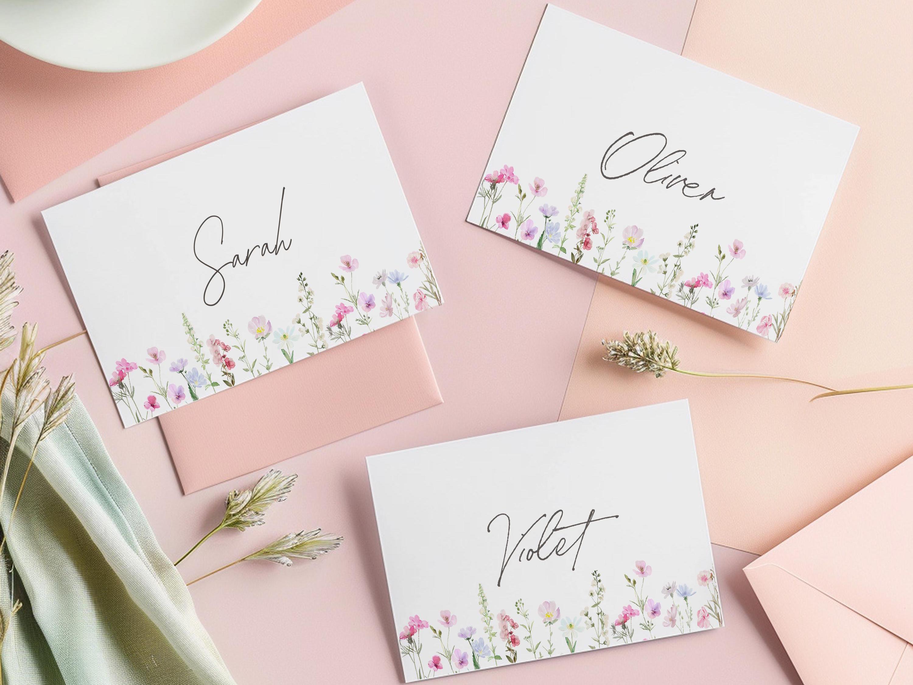 Floral Wedding Place Cards Template, Digital Download, Pastel ...