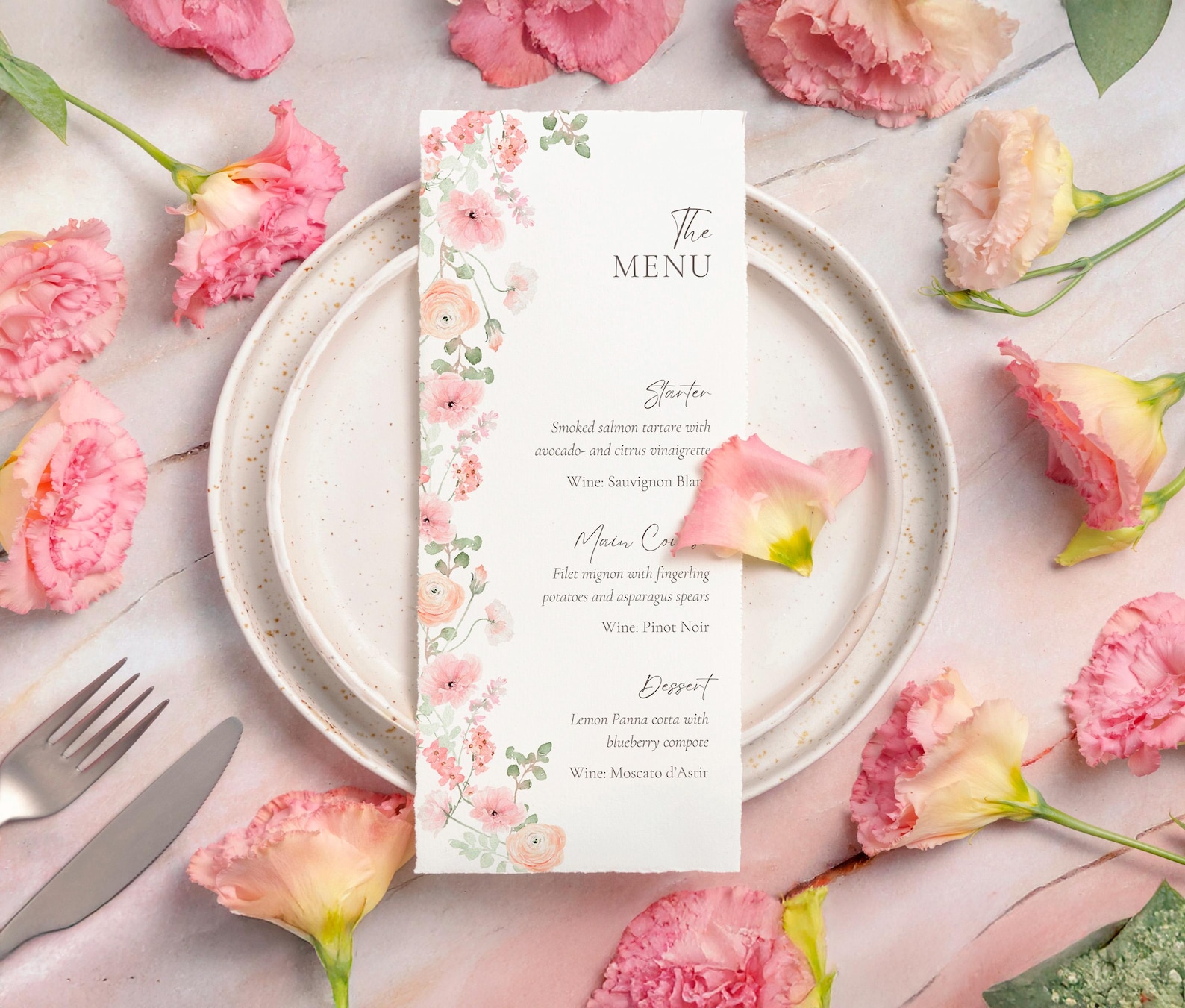 Pink Peony Wedding Menu Card, Pastel Garden Party Menu, Pastel ...