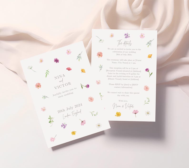 Floral Printable Wedding Invitation Customizable Digital Template ...