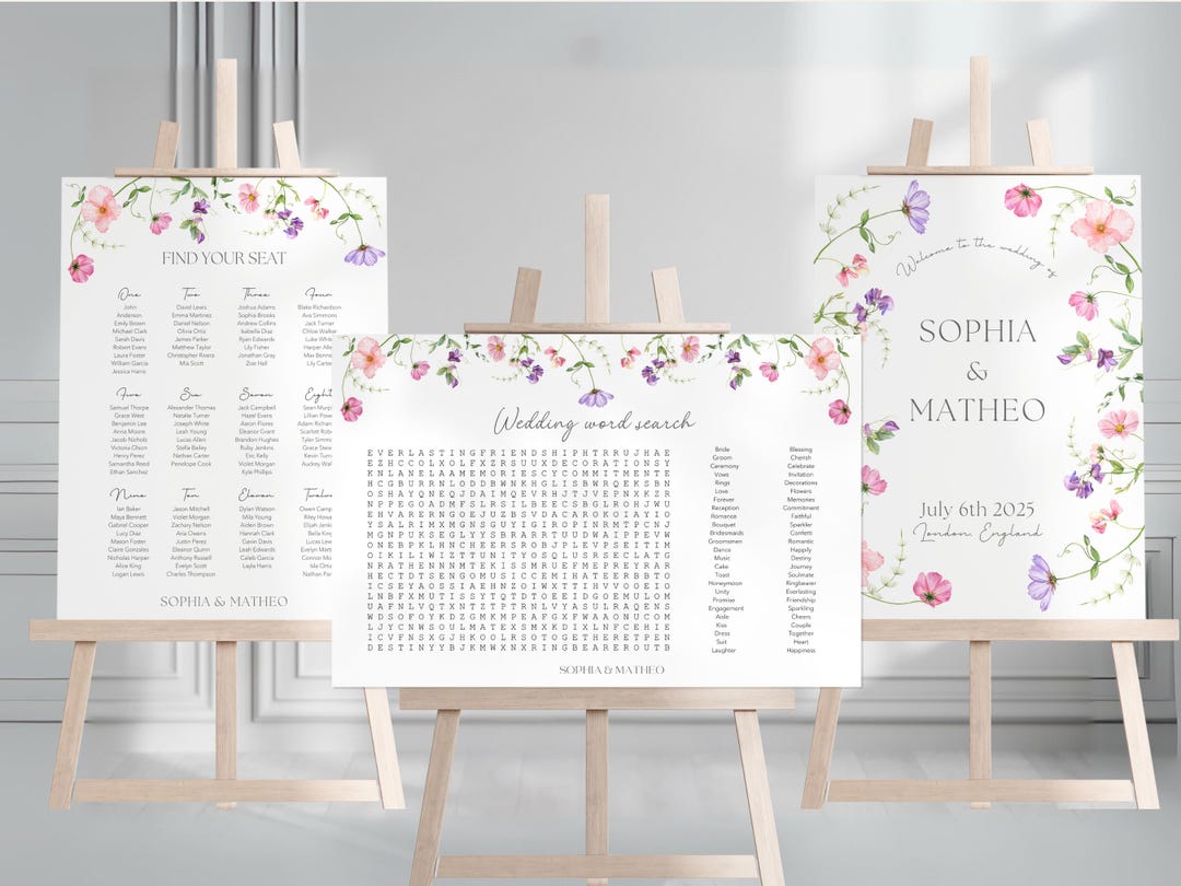 Wedding Signs Bundle | Editable Digital Templates | Pastel Blooming ...