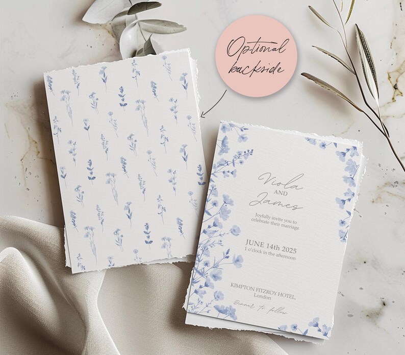 Blue Toile Wedding Invitation Set | Custom Digital Templates | Vintage ...