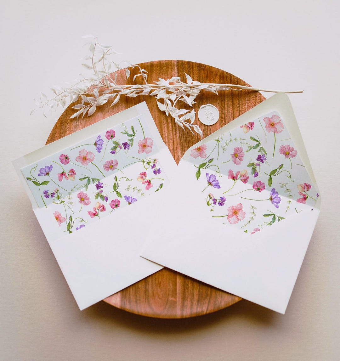 Floral Envelope Lining, Printable Liner PDF, Soft Pastel Wedding ...