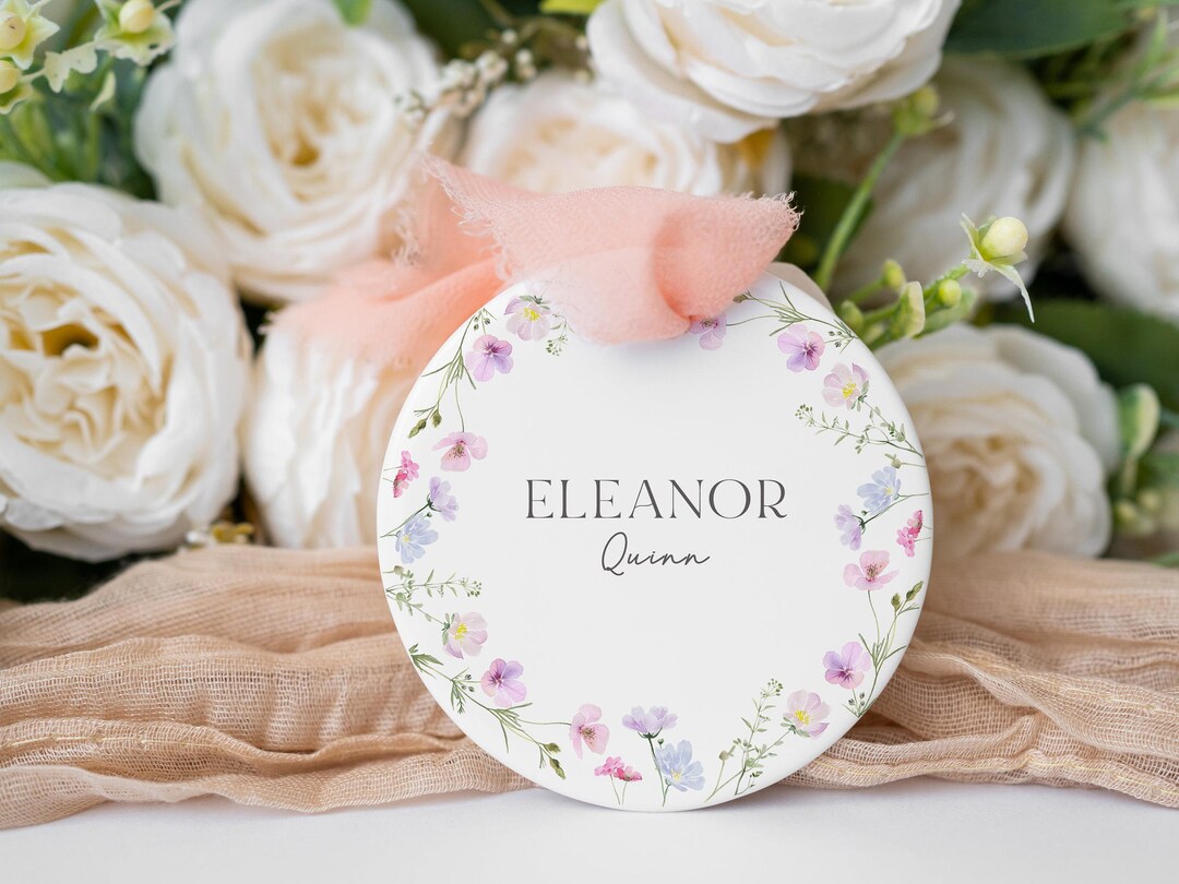 Round Wedding Place Cards, Round Name Cards, Floral Wedding Place Cards ...