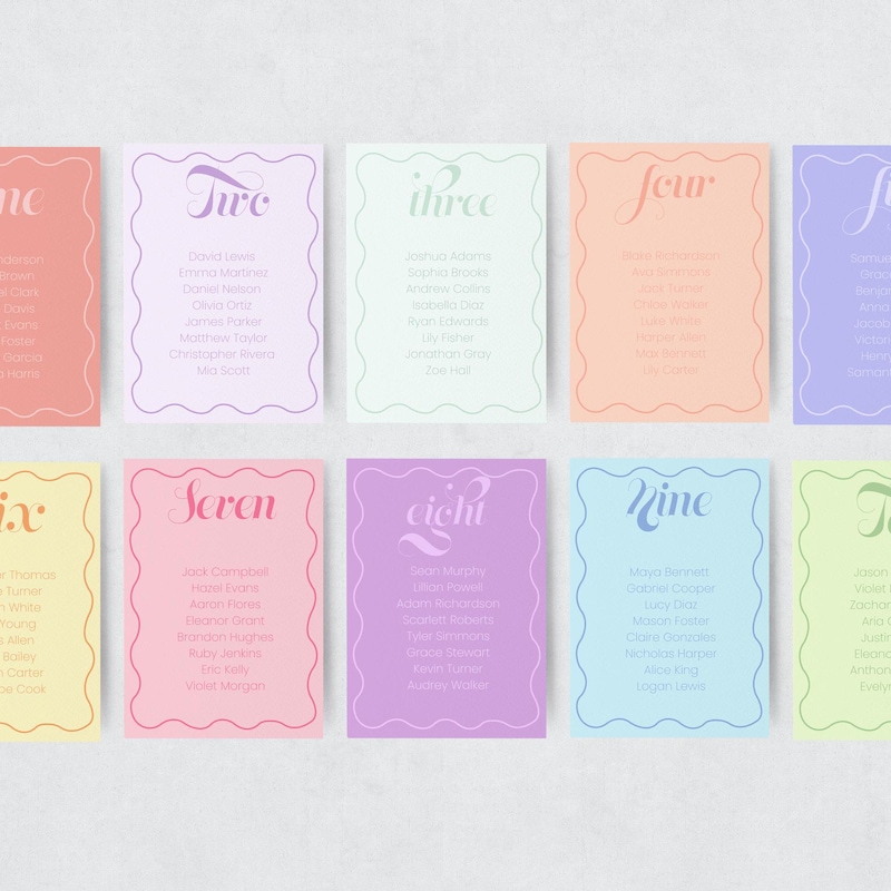 Colorful Seating Chart - Etsy