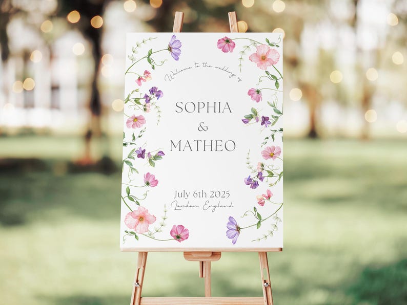 Floral Wedding Welcome Sign | Editable Digital Template | Romantic ...
