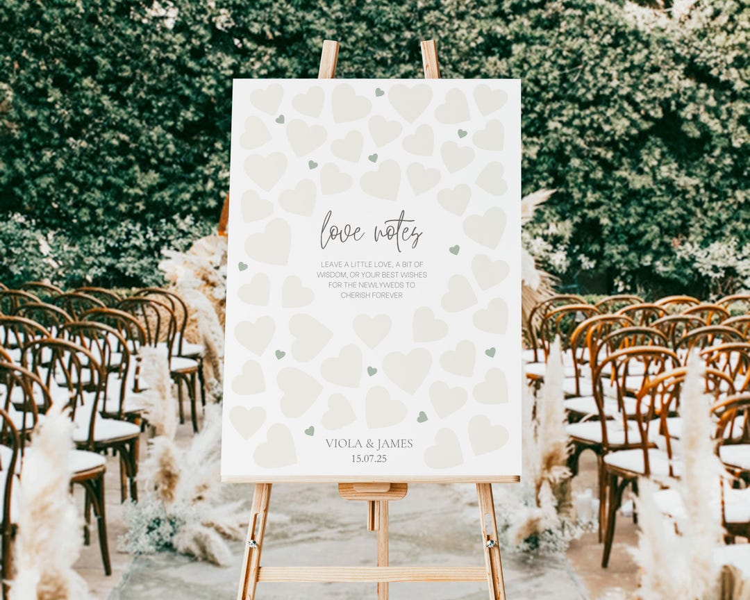 Custom Wedding Guest Message Sign | Little Heart Love Notes for Couples ...