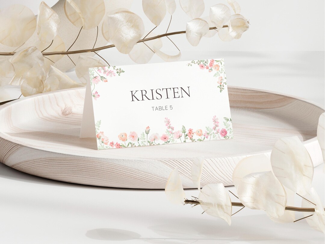 Floral Place Cards Template, Wedding Name Cards, Printable Place Cards ...