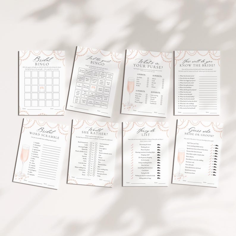 Bridal Shower Games Bundle, Editable Bridal Shower Game Bundle, Bridal ...
