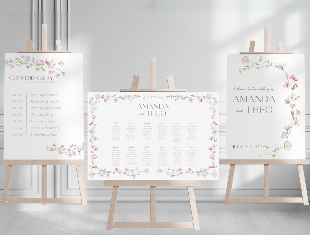 Wedding Signs Bundle | Editable Digital Templates | Pastel Blooming ...