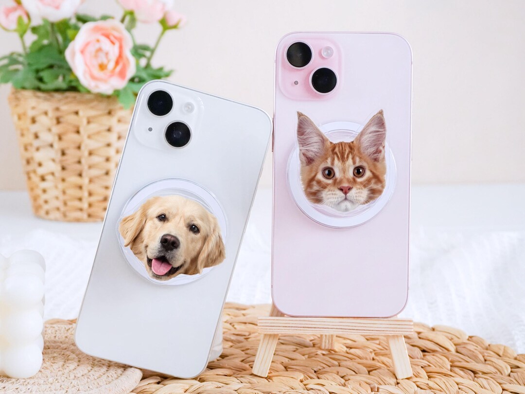 Custom Pet Photo Phone Grip, Personalized Gift for Pet Lovers, Custom ...