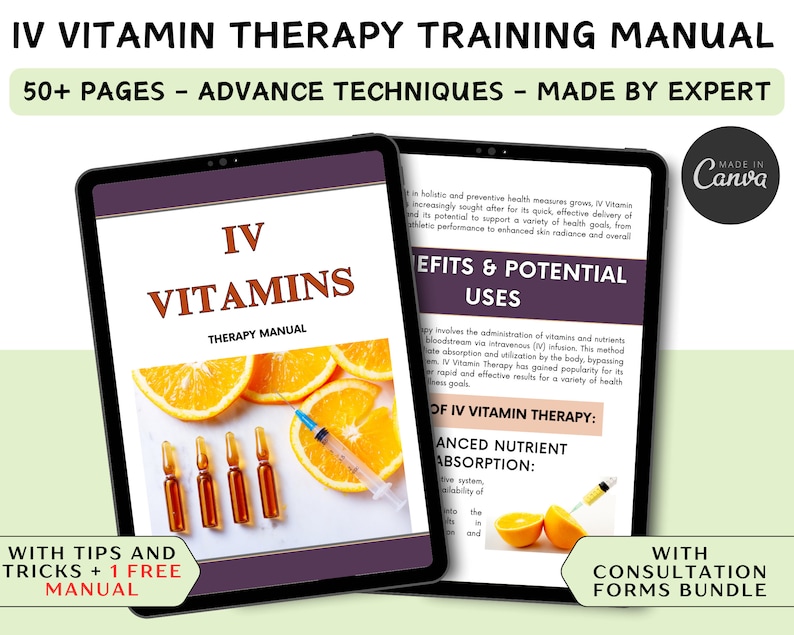 IV Vitamin Therapy Training Manual, Editable Training Guide, Nutrient ...