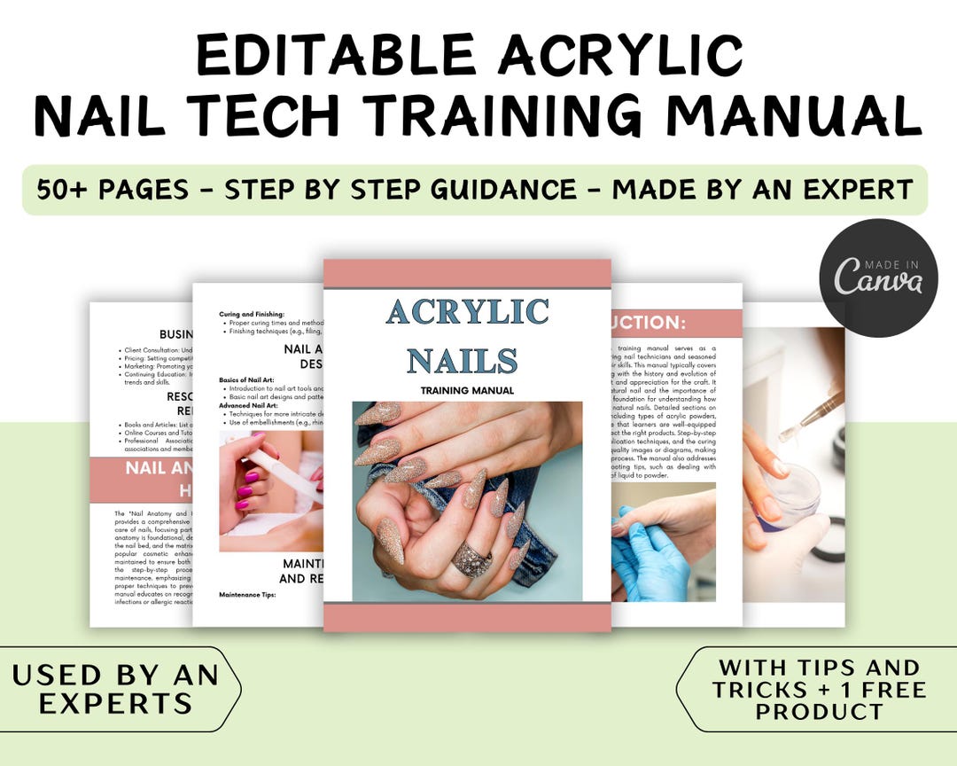 Nail Tech Training Manual Template | Certificate Template |theory Exam ...
