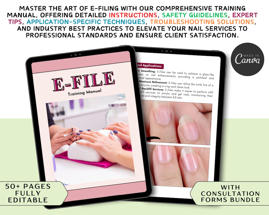 E-file Training Manual | Editable E-file Nail Course for Nail ...