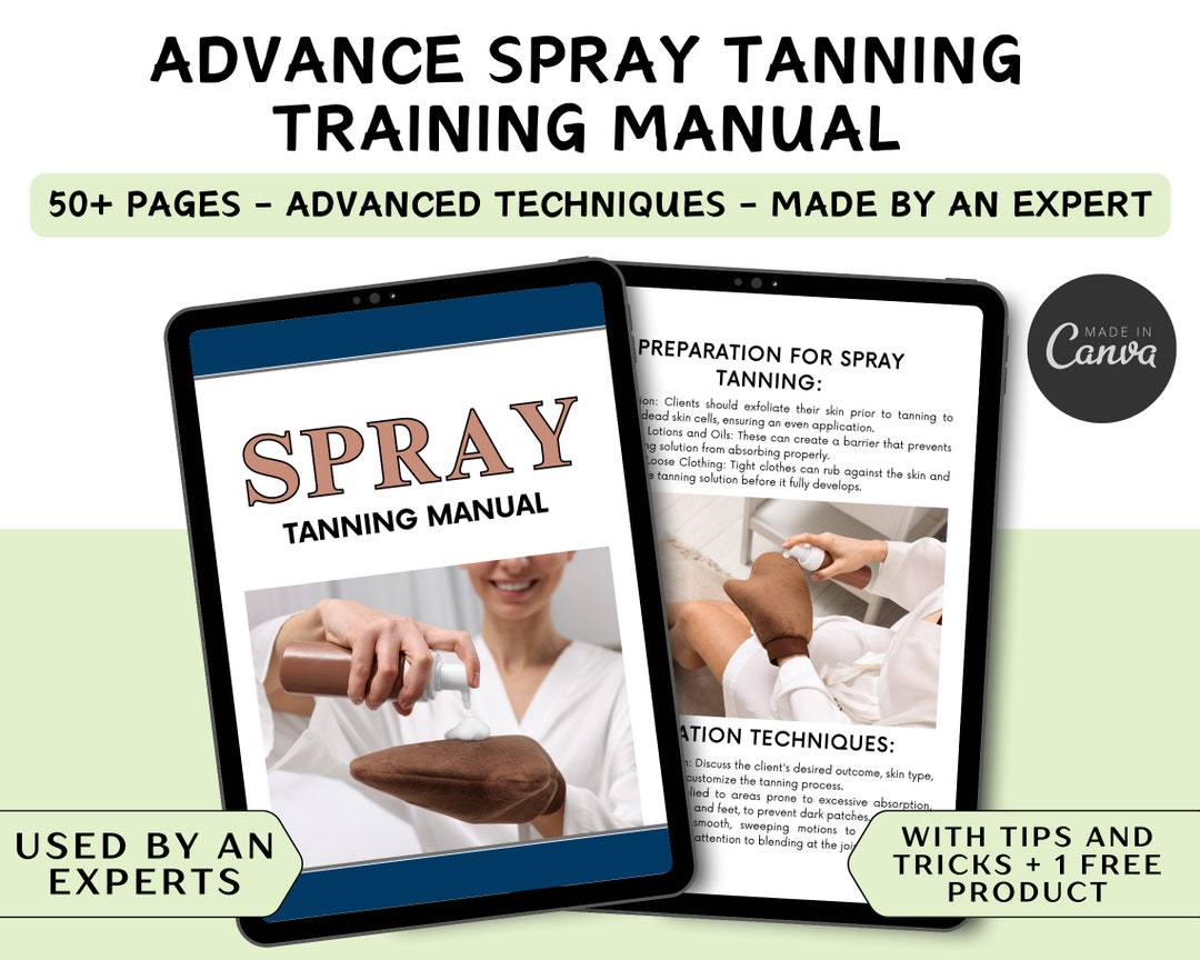 Spray Tanning Manual Canva Editable Done for You Tan Training Course ...