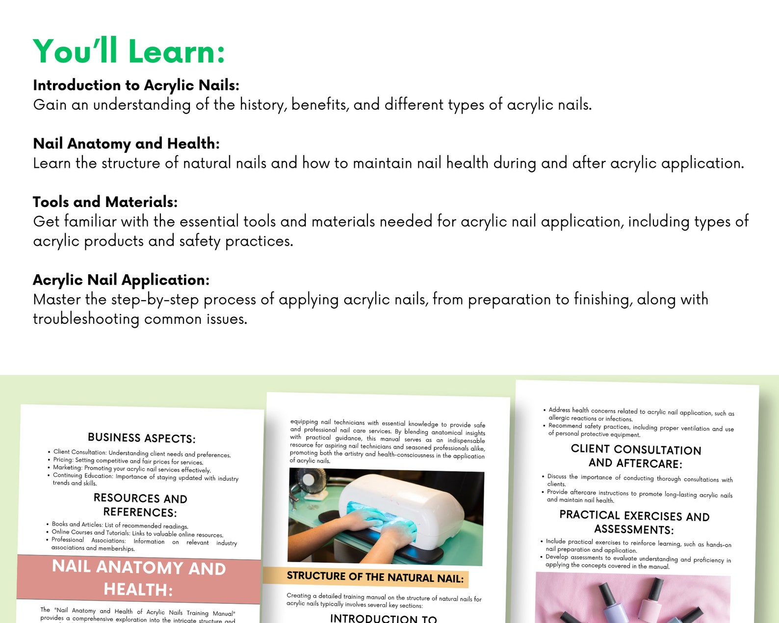 Acrylic Nails Training Manual: Editable Nail Course (digital Download ...