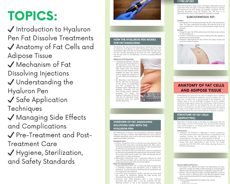 Hyaluron Pen Fat Dissolve Training Manual: Lipolysis Online Course ...