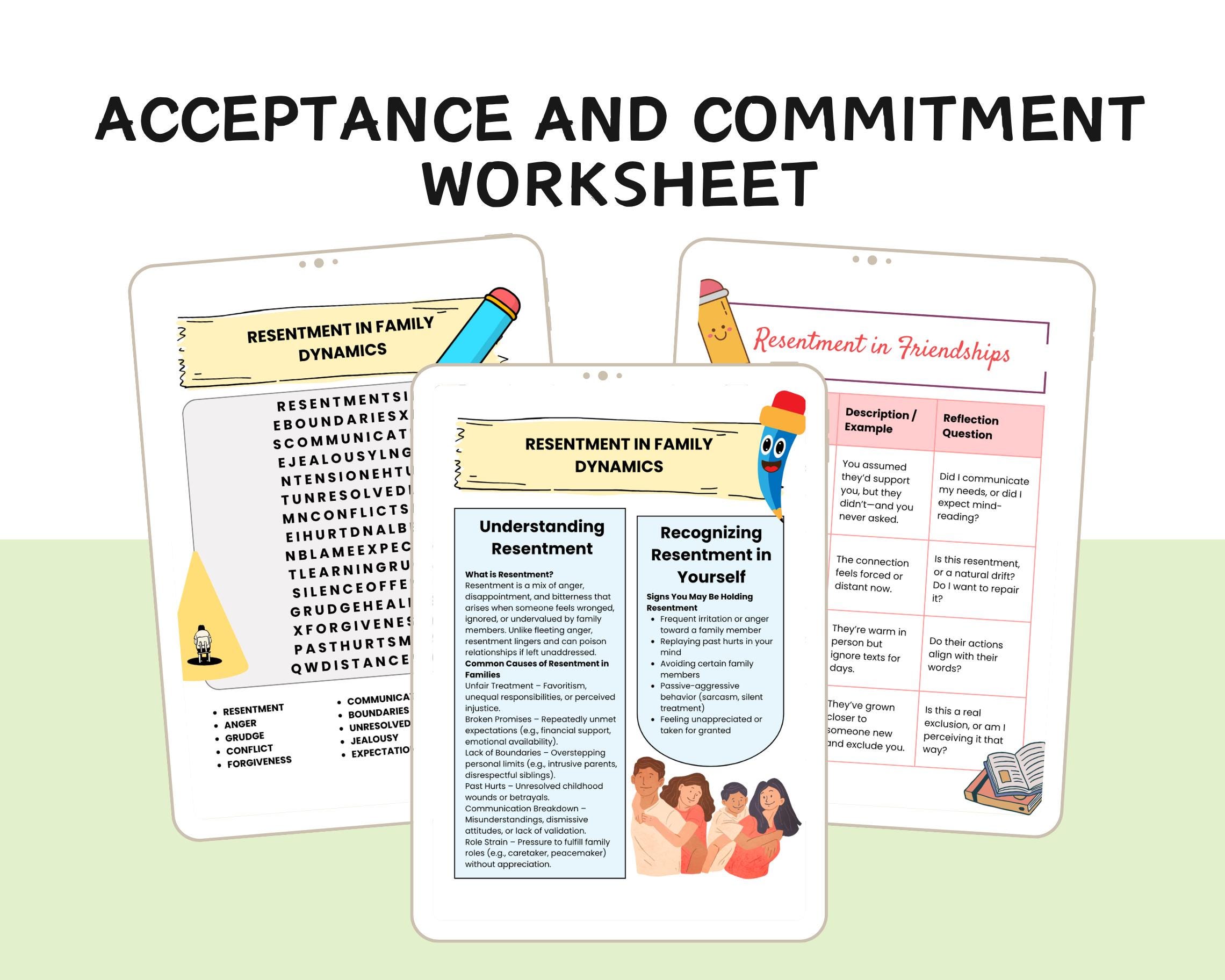 ACT Therapy Workbook: Cognitive Defusion, Values, Coping (50-page ...