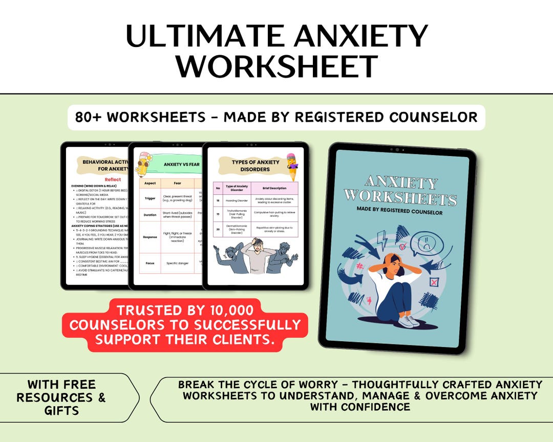 Anxiety Workbook: CBT Therapy Worksheets for Teens & Adults - Etsy