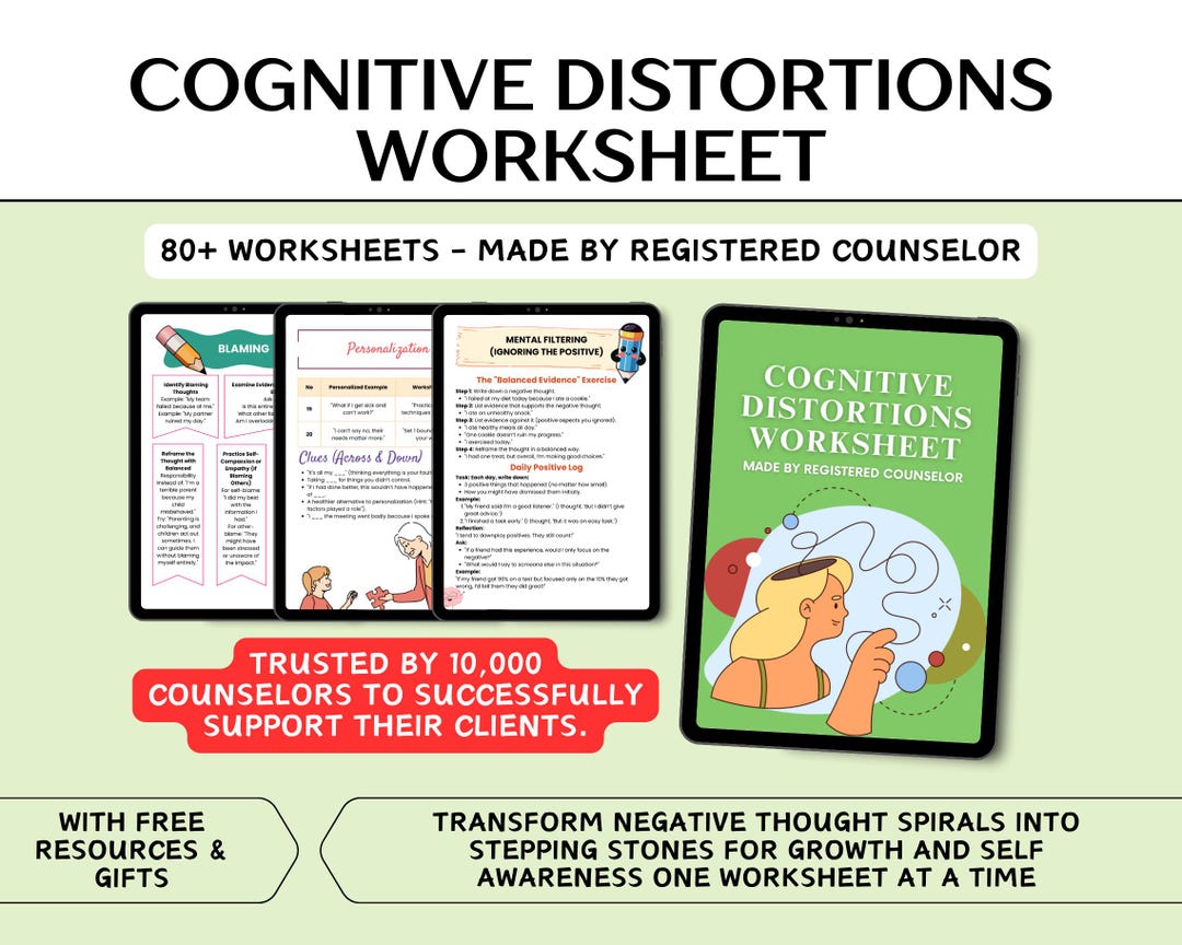 Cognitive Distortions Worksheets, Challenge Unhelpful Thinking Styles ...