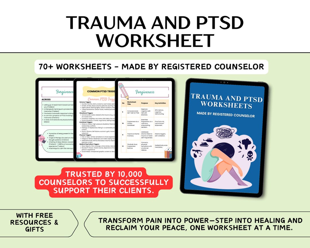 Trauma and PTSD Worksheets, Exercises and Activities for Therapist or ...