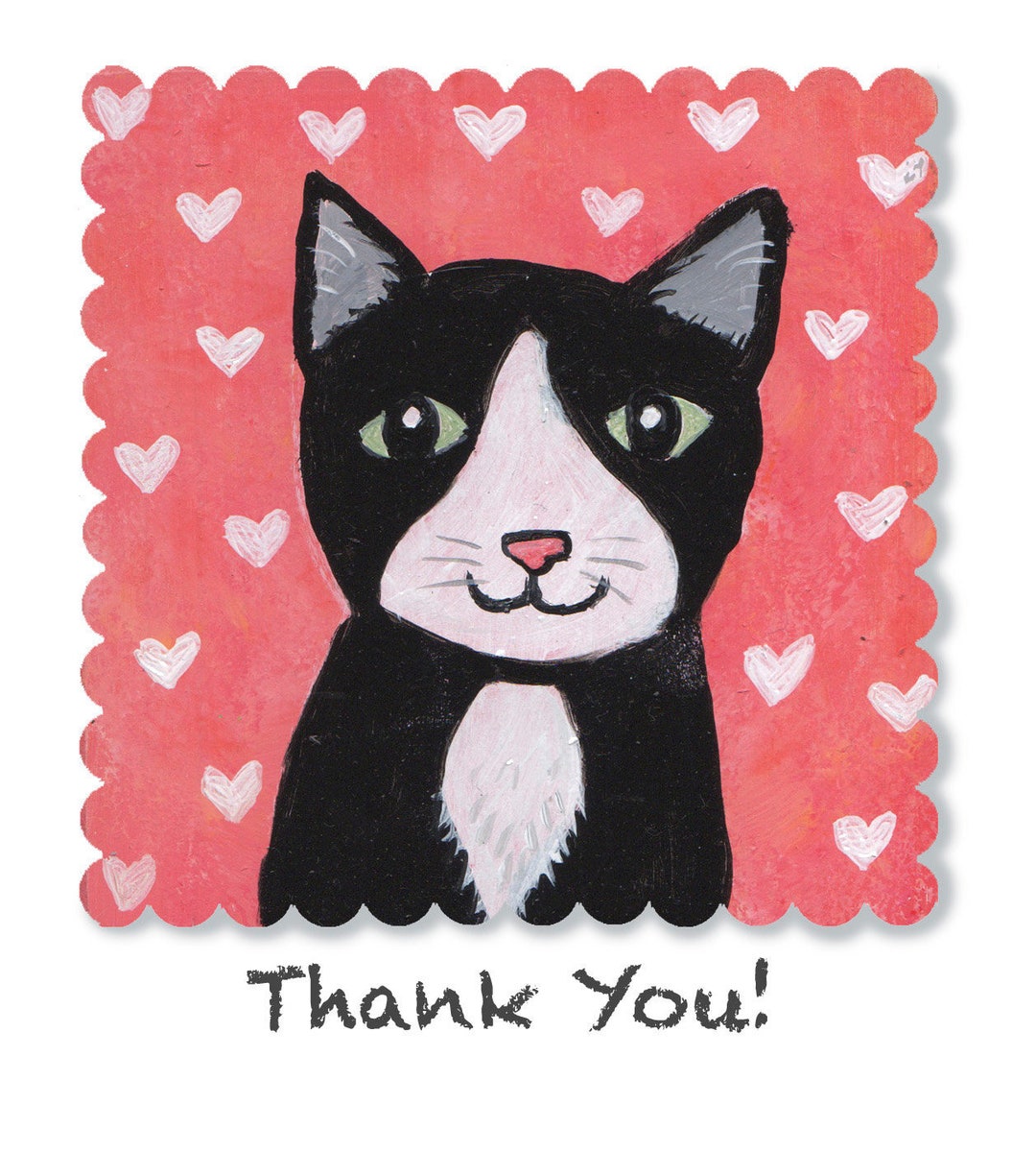 THANK YOU Card Smiling Tux Kitty - Etsy