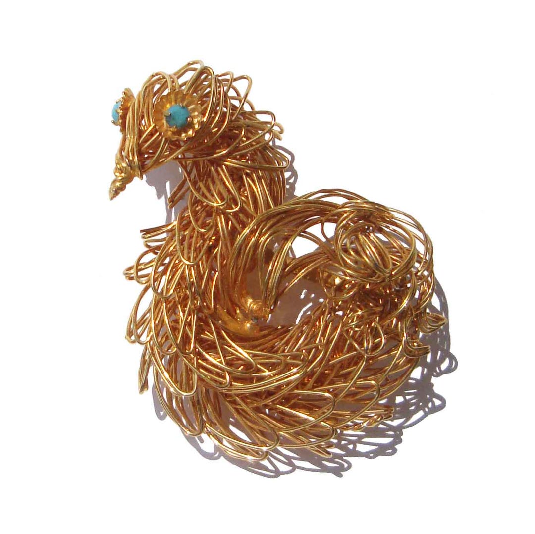 Vintage 60s Bird GF Spun Wire Swan Brooch Novelty Pin - Etsy