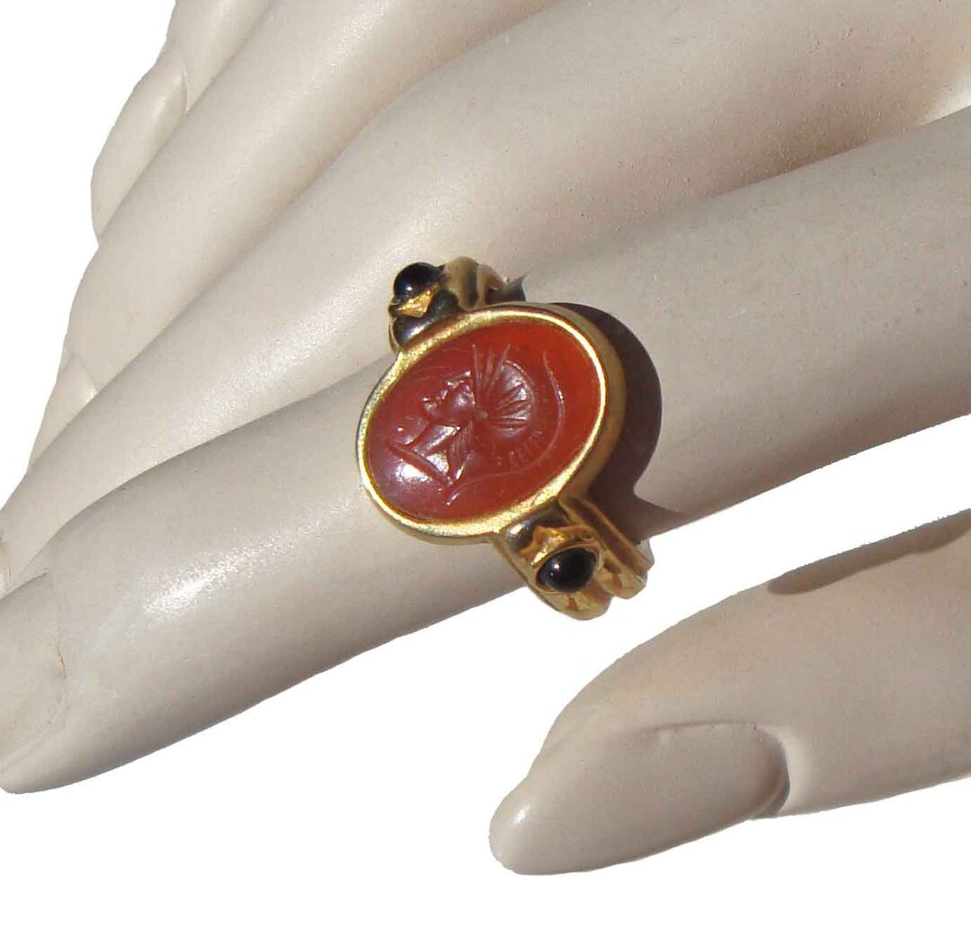 Vintage Intaglio Ring Roman Centurion Greek Warrior Sz 7 Joseph ...
