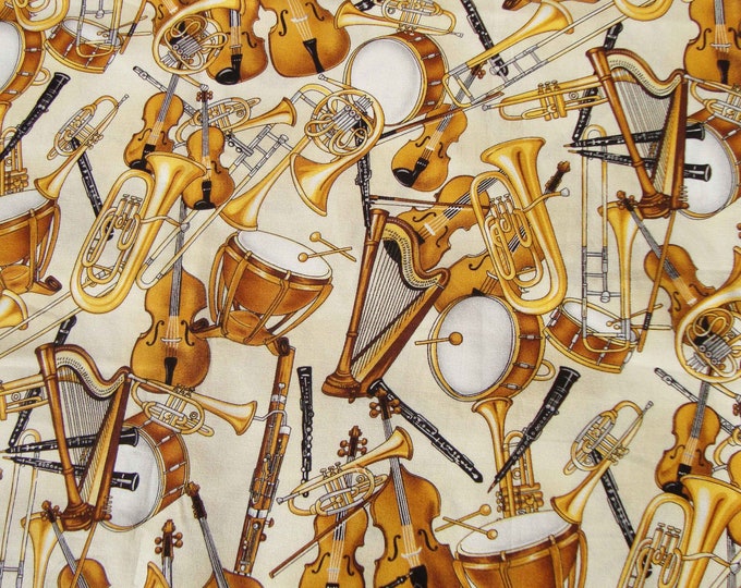 Vintage Musical Instrument Fabric Robert Kaufman Pleasures & Pastimes 2 ...