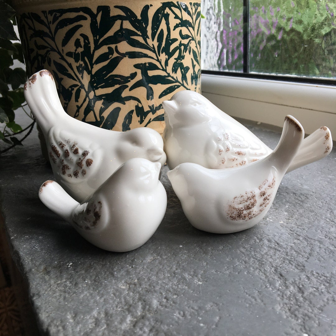 Ceramic White Dove Family, Hand Painted Turtle Doves, Mother, Father ...
