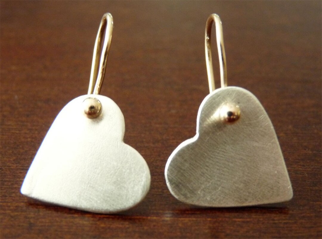 Silver Heart Earrings - Etsy