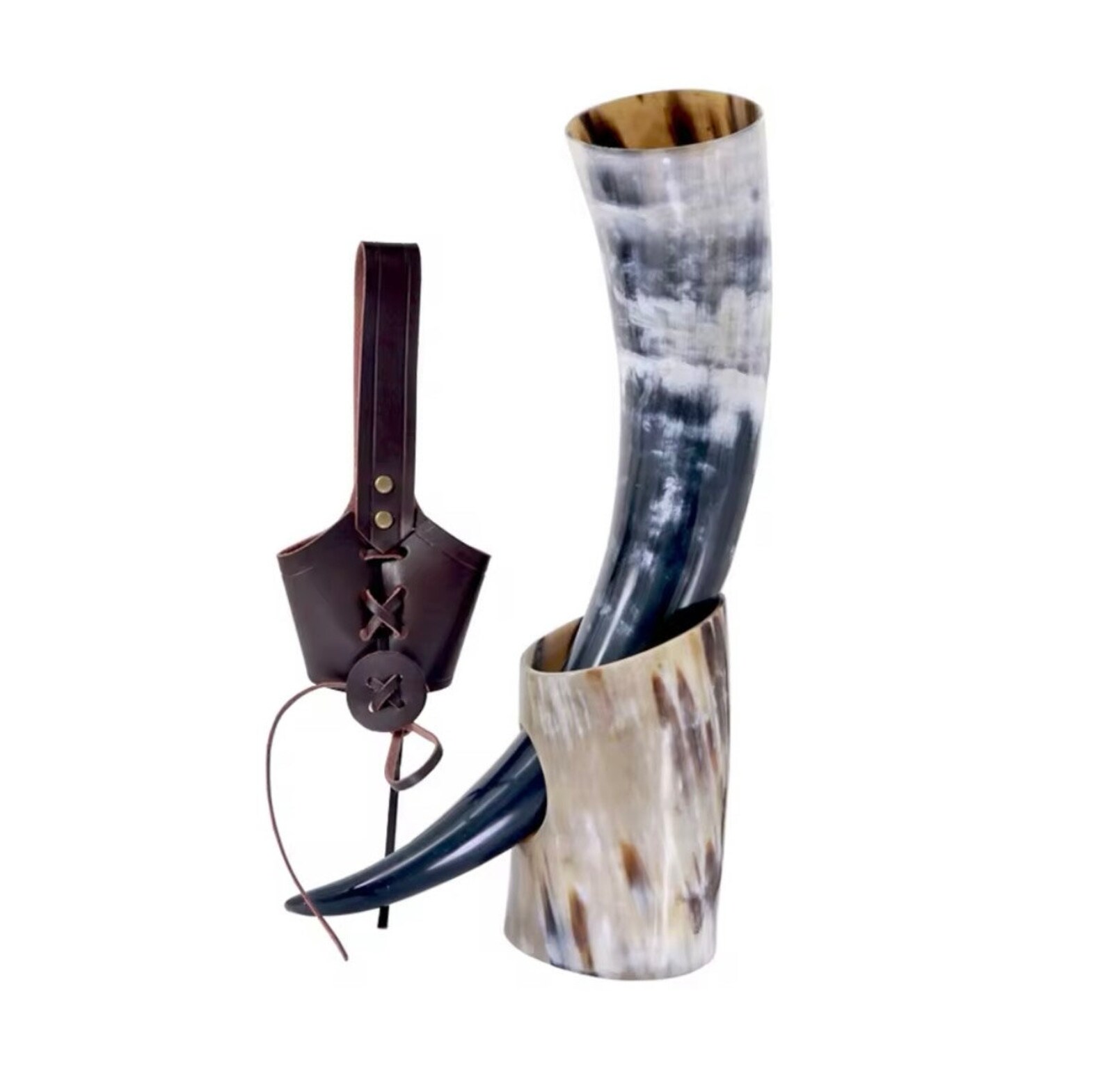 Authentic Viking Drinking Horn Mug With Stand Handmade Natural Horn Cup ...