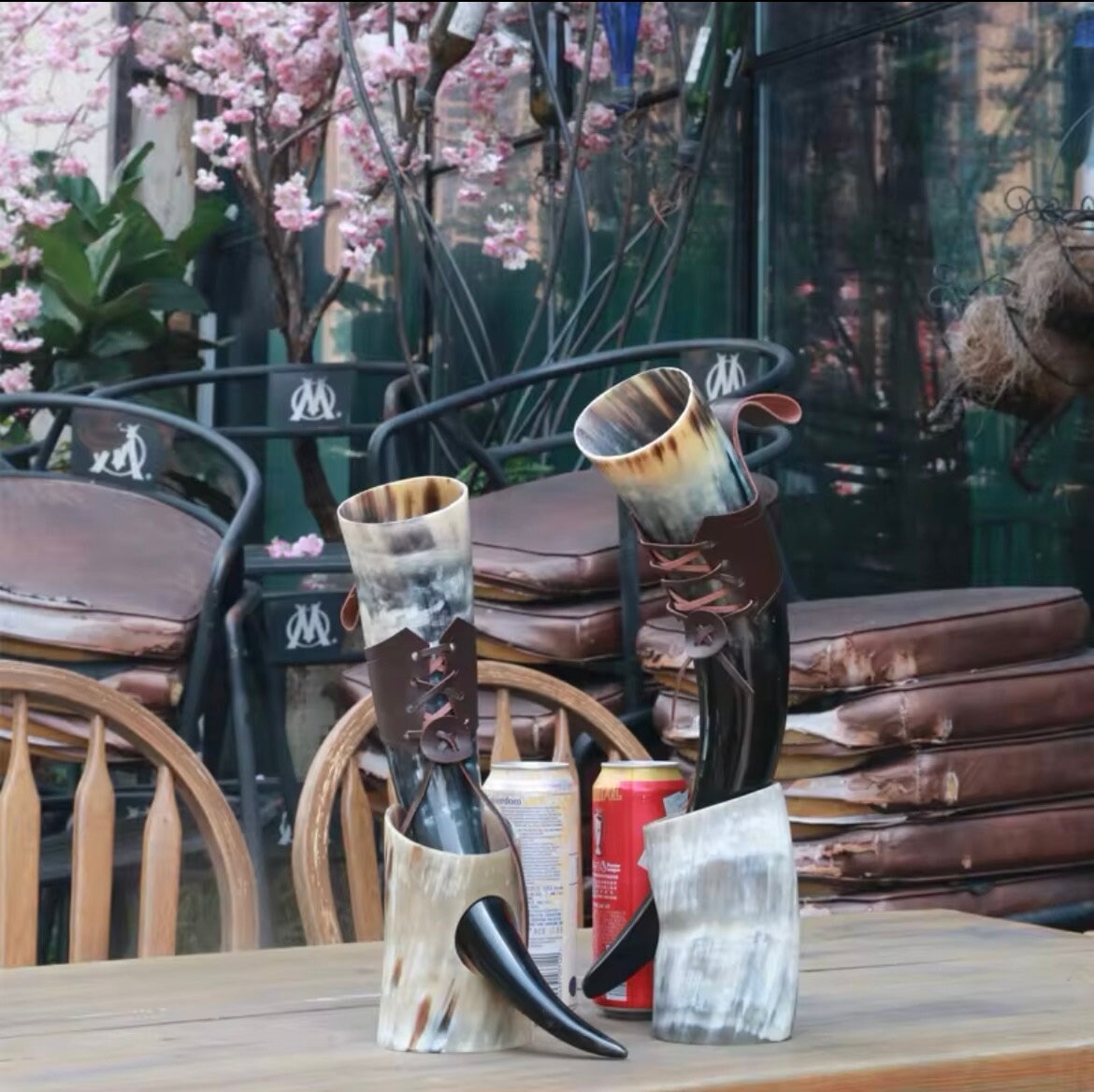 Authentic Viking Drinking Horn Mug With Stand Handmade Natural Horn Cup ...