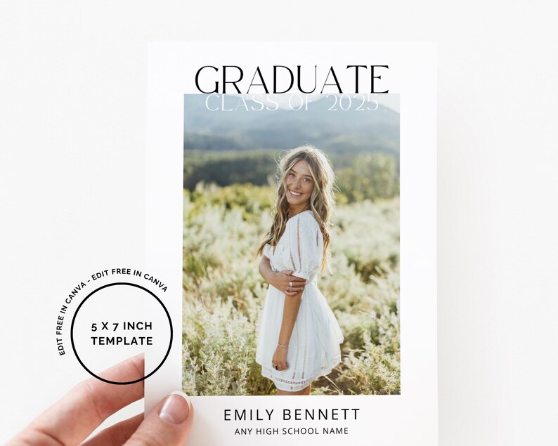 Editable Graduation Announcement Template With Photo, High Scool ...