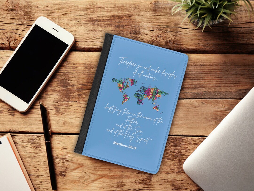 Passport Cover With Christian Bible Verse (matthew 28:19), Passport ...